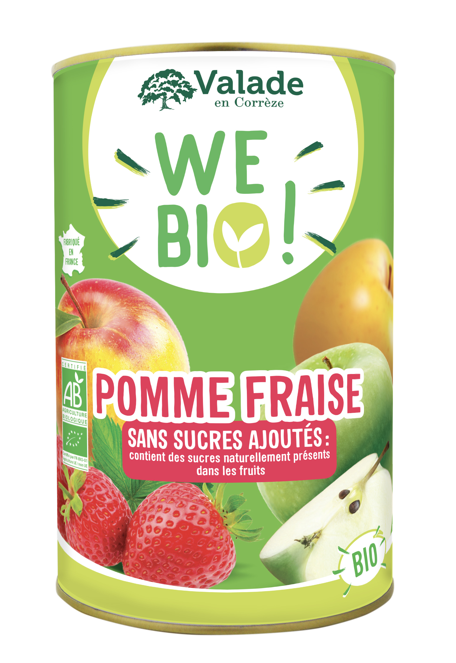 Pomme Fraise BIO sans sucres ajoutés - Valade